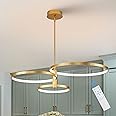 AIRYPHANT LED Ring Chandelier Modern Gold Chandellier for Dining Room 3-Light Dimmable Pendant ...