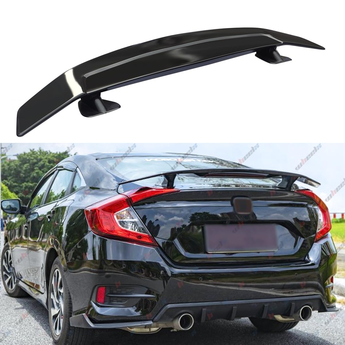 WheelX 46inch Universal Rear Spoiler, Trunk Wing ABS Tail Decor, Pro ...