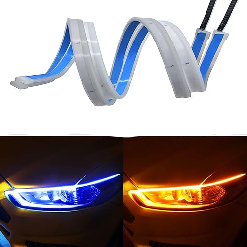 2PC Car LED Strip Lights, 12 Inch Flexible LED Headlight Strips Dual ...