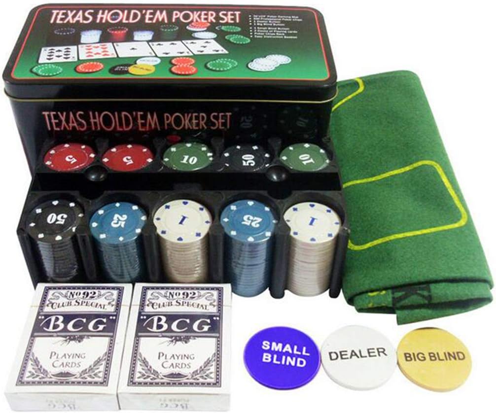 Amazon.com : GKanMore Texas Holdem Poker Set, 200Pcs Casino Poker Chips ...