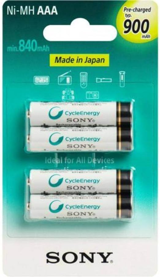 Sony NI-MH, AAA, Pila Recargable, Níquel Metal Hidruro, 1.2V, 900 mAh ...