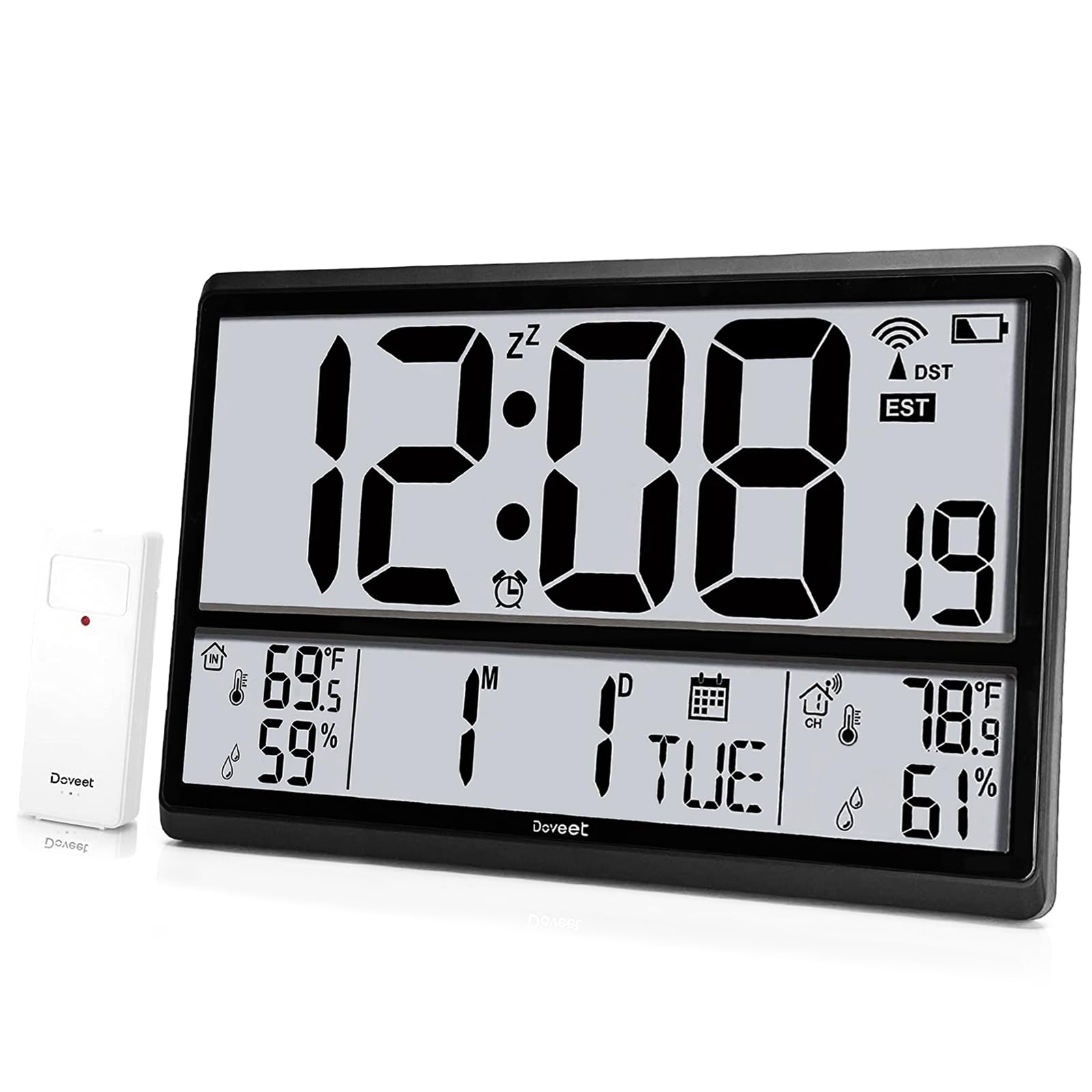 Atomic Clock DOVEET-Digital Wall Clock Never Needs Setting/ Easy to ...