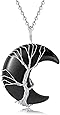 XIANNVXI Tree of Life Wire Wrapped Crystal Point Pendant Necklace Reiki Healing Crystal Stone ...