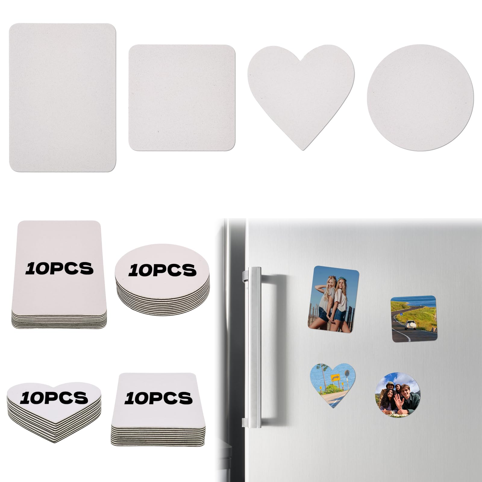 40 Pcs Sublimation Magnet Blanks, DIY Personalized Fridge Magnets Soft ...