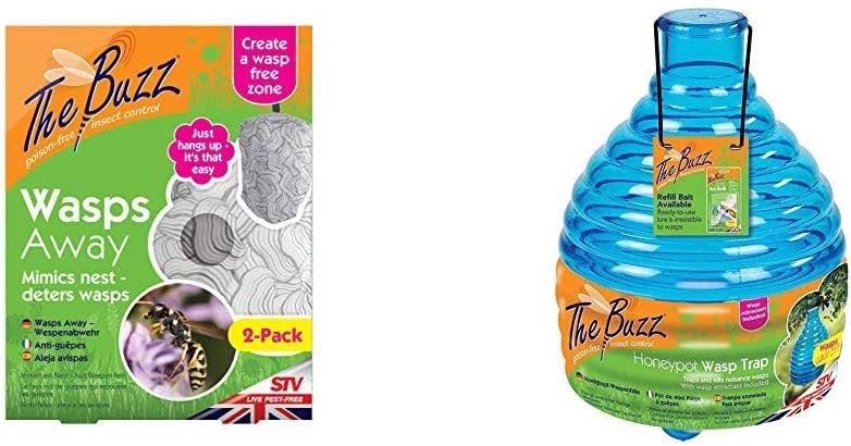 The Buzz Wasps Away 2 Pack (Humane Chemical-Free Wasp Deterrent, Mimics ...
