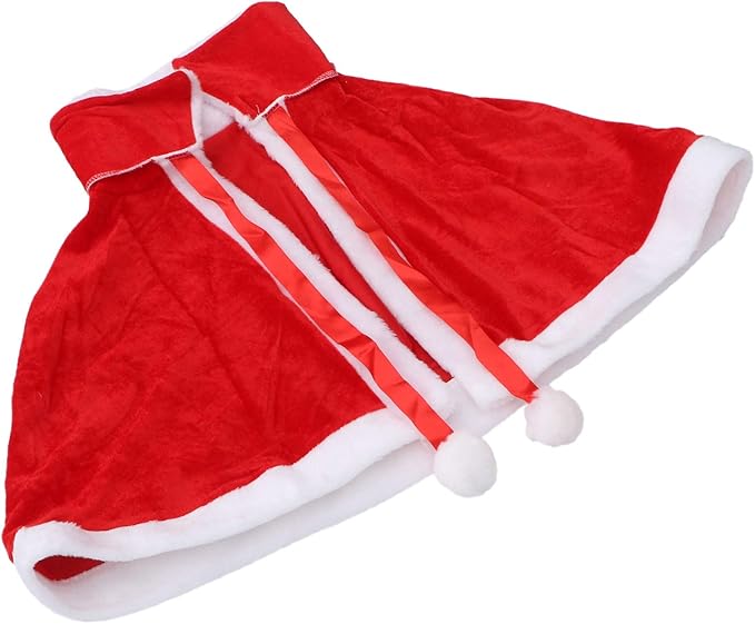Happyyami Red Christmas Cloak Cape with Tie Rope Mrs Santa Hooded Cape ...
