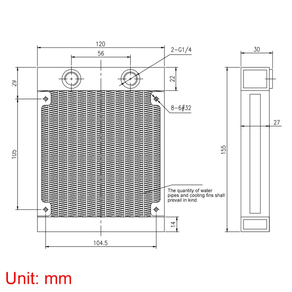Mua CLYXGS 120mm Black Aluminum Water Cooling Radiator, 12 Pipe G1/4 ...