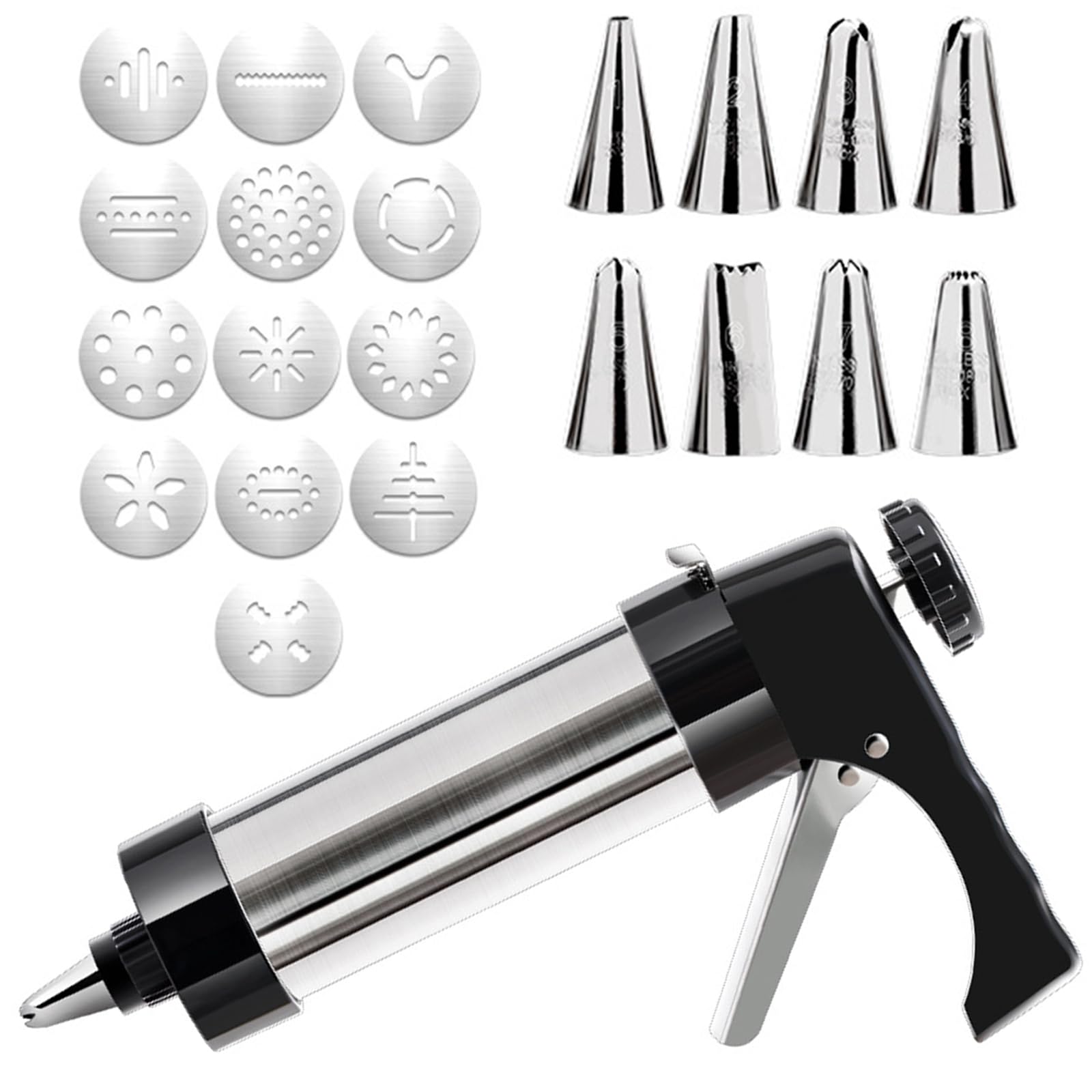 FANTEXY Cookie Press Gun Kit, Stainless Steel Spritz Cookie Press Set ...