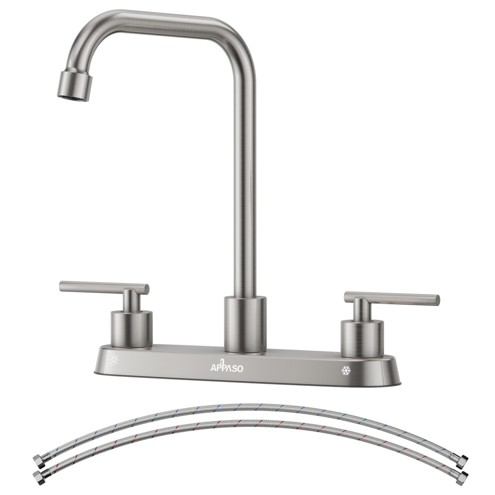 APPASO 2 Handle Kitchen Faucet, Brushed Nickel Kitchen Sink Faucet ...