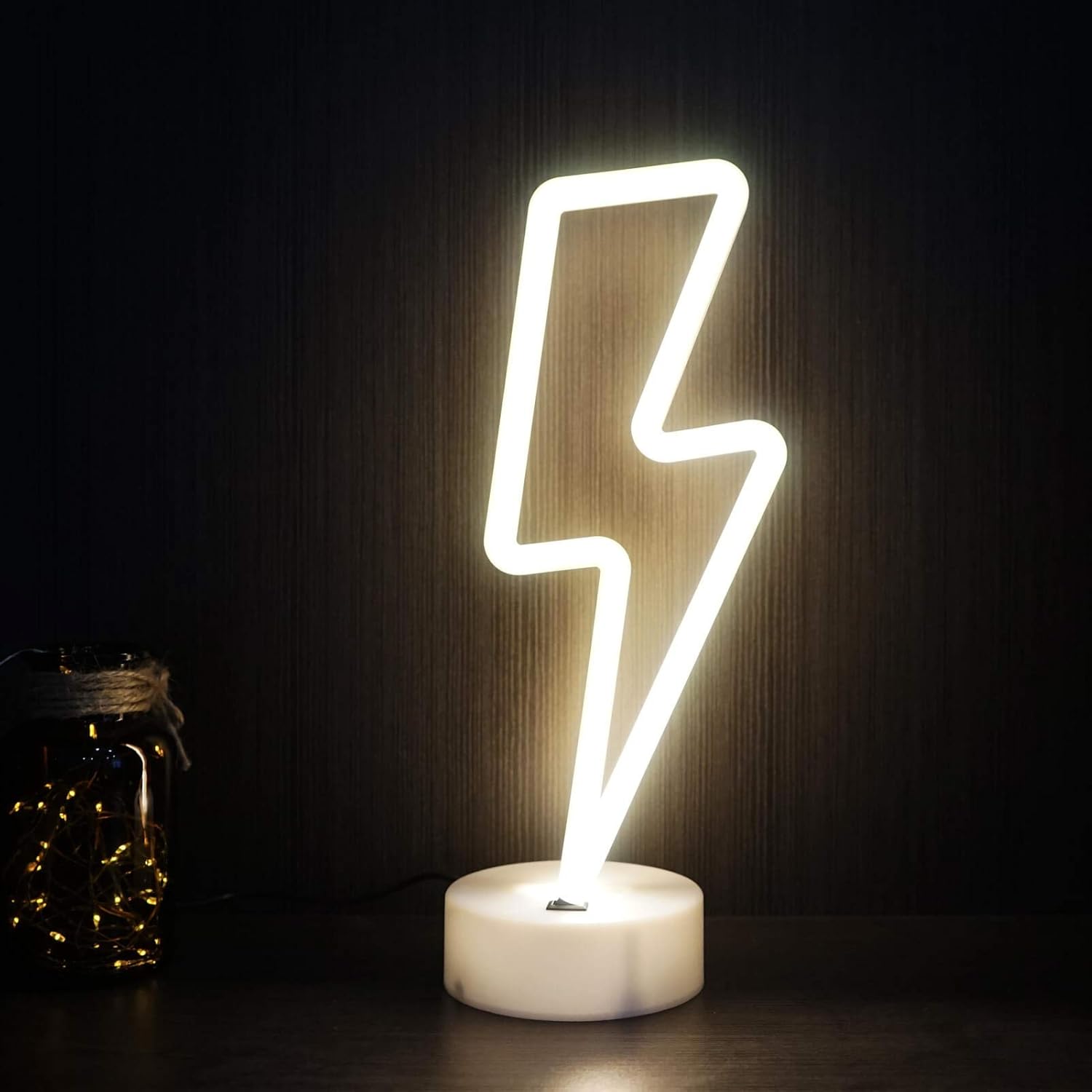 YIVIYAR LED Neon Light Sign, Lightning Bolt Neon Sign with Holder, USB ...