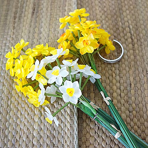 Calcifer 2 Bunches Latex Artificial Daffodils Bulbs Flowers Bouquet for ...