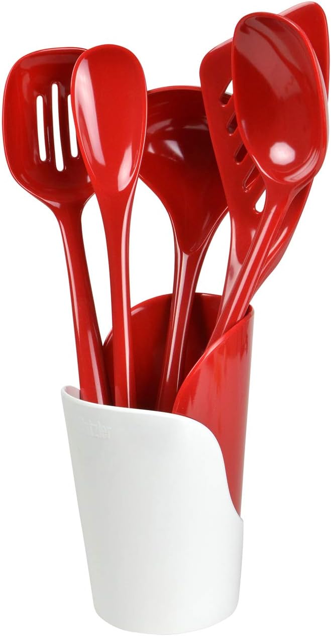 Amazon.com: Hutzler Melamine Cooking Utensils and Crock Set, 6-pc, Red ...