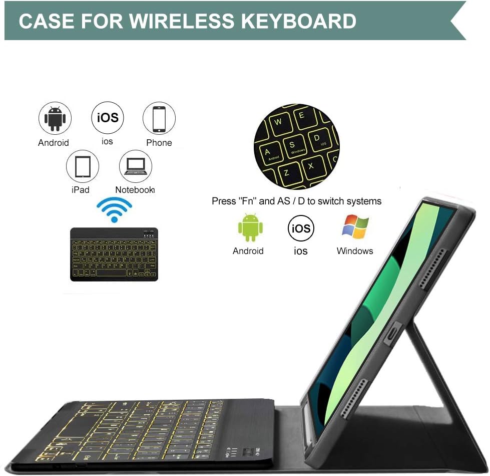 New Pad 4th Gen 10.9″ 2020 keyboard case, 7-color backlit smart case ...