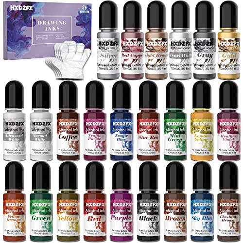 Alcohol Ink Set - 24 Colors High Concentrated Alcohol Based Ink ...