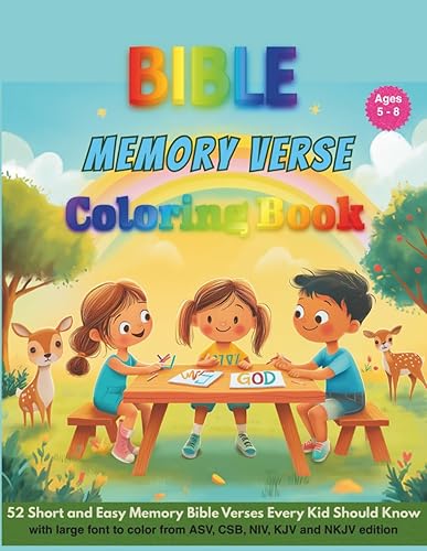 Bible Memory Verse Coloring Book: 52 Short and Easy Memory Bible Verses ...