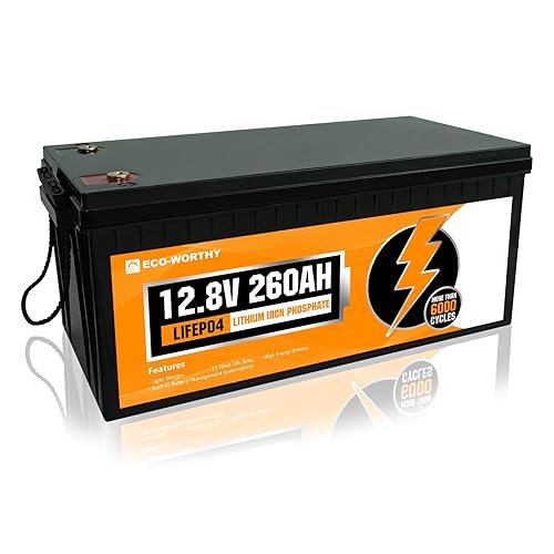 ECO-WORTHY 260AH 12V Lithium Iron Phosphate Fast Charging Battery, 6000 ...
