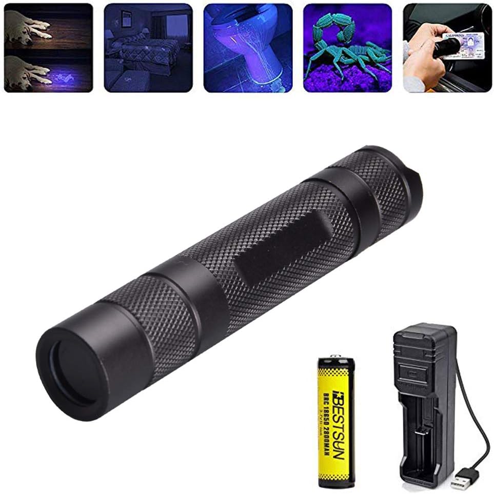 Lampe torche uv 365nm, BESTSUN lumiere noire ultraviolette lampe ...