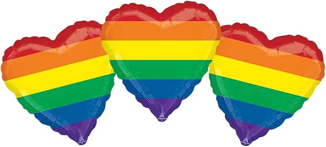 Amazon.com: Set of 3 Gay Pride Flag Rainbow Heart Shaped 17" Foil Party ...
