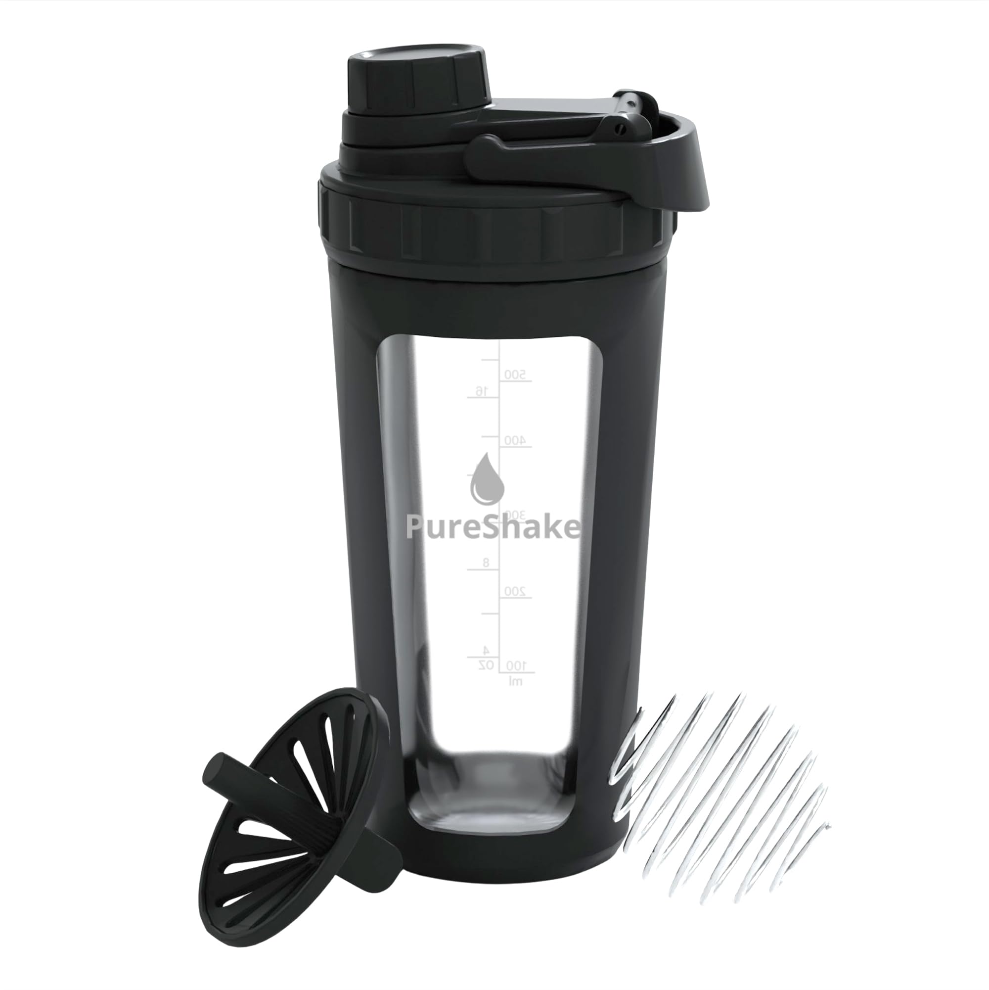 Paddi Glass Shaker Bottle for Protein - Odorless, BPA Free, Leak-Proof ...
