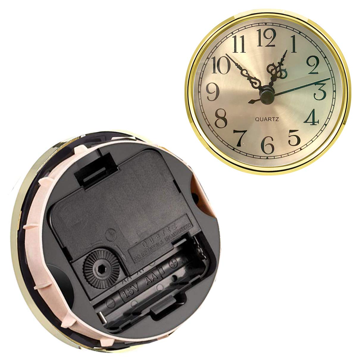 Mini Clock Insert 31/2 Inch (90 Mm) Round Quartz Clock FitUp Movement ...