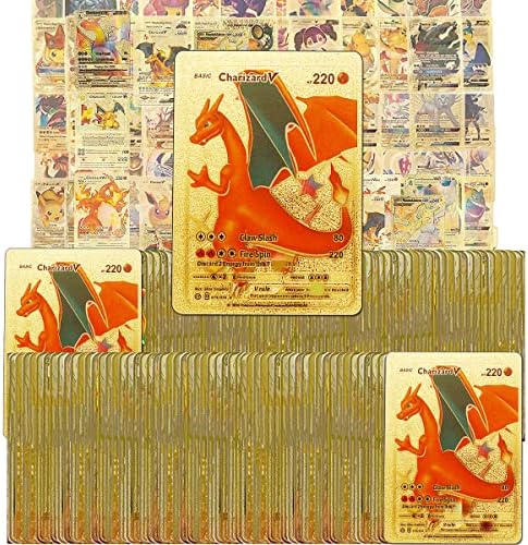 110 PCS Gold Foil Cards Assorted TCG Deck Box Pack Card, Golden Plated ...