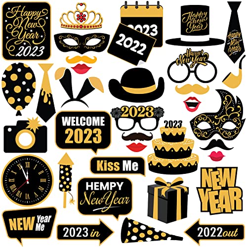 New Years Eve Photo Booth Props 2023 - Pack of 35 | Shiny New Years ...