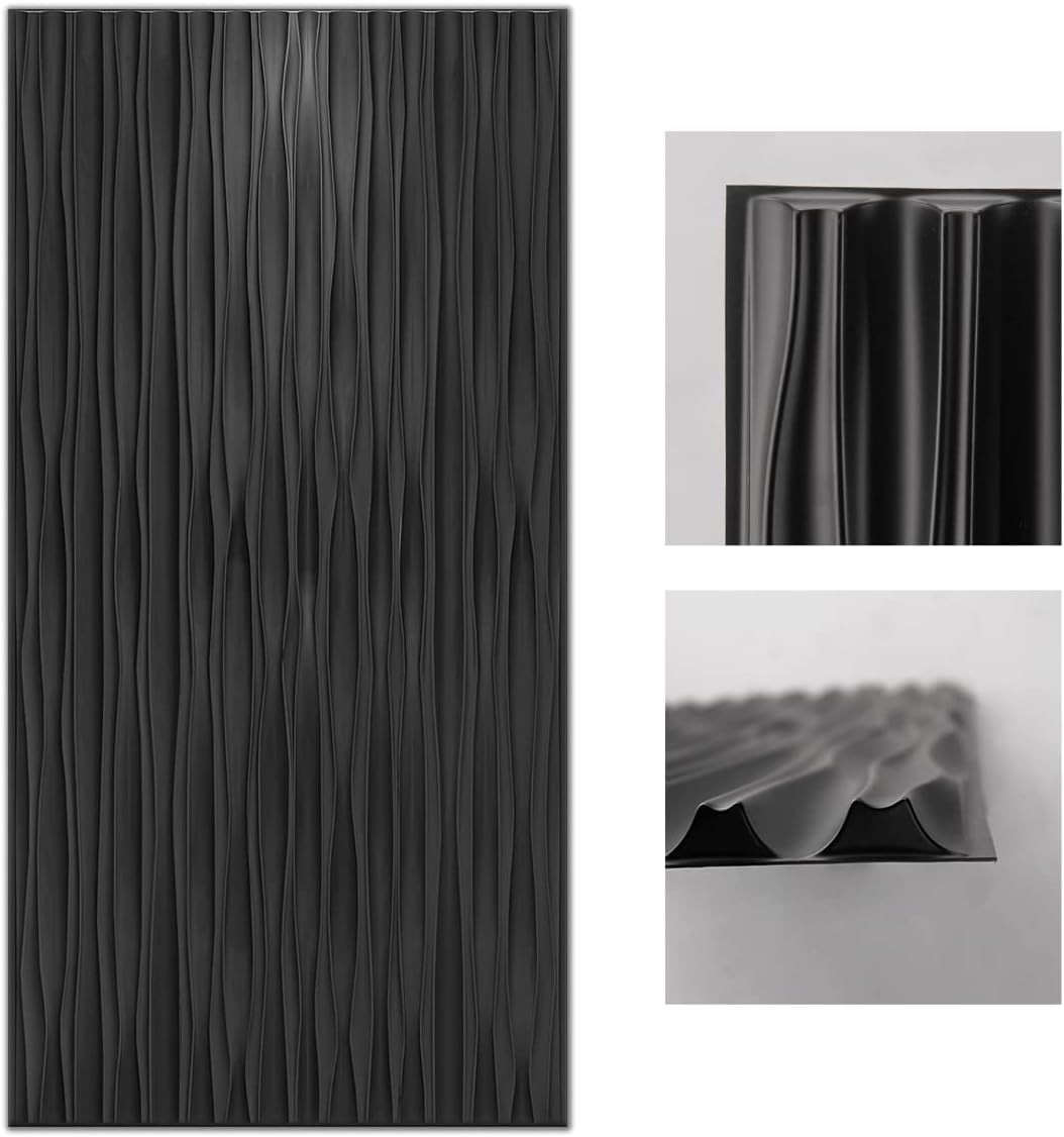 Art3d Black Large PVC 3D Wall Panels for Interior Wall Décor, Drop ...