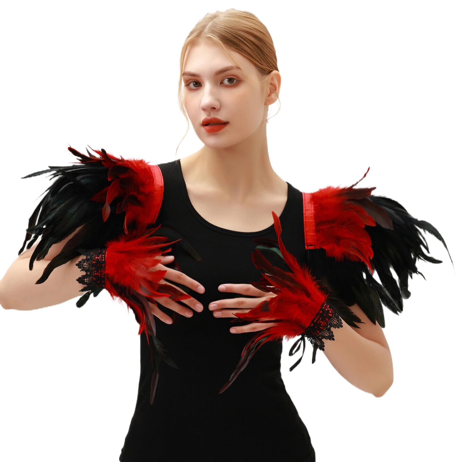 YABAOLUMEXAMEX 5Color Options Vibrant Feather Shoulder Accessory Black ...