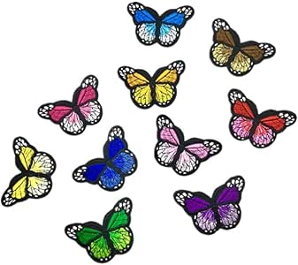 Amazon.com: Ximkee (10 Pack) Butterfly Embroidered Sew Iron On Applique ...