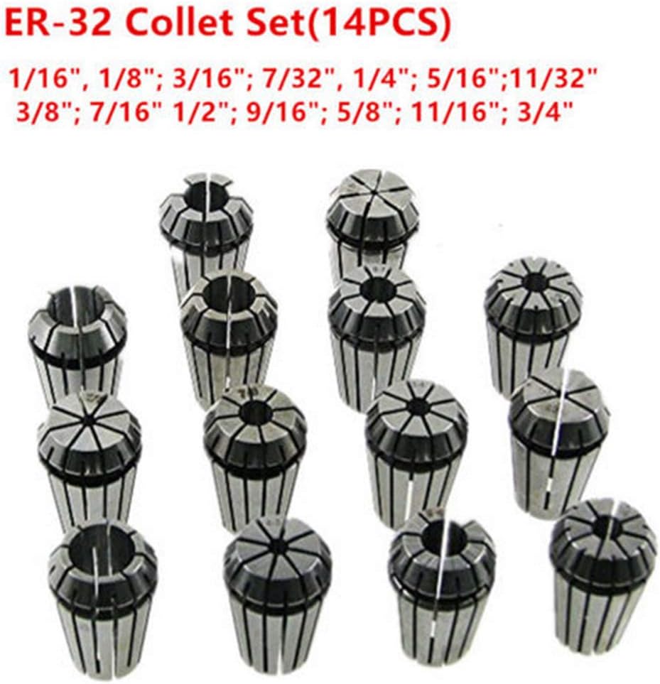 New ER32 Super Precision 14 PCS 1/16"-3/4" ER-32 Collets Set With 3/8 7 ...