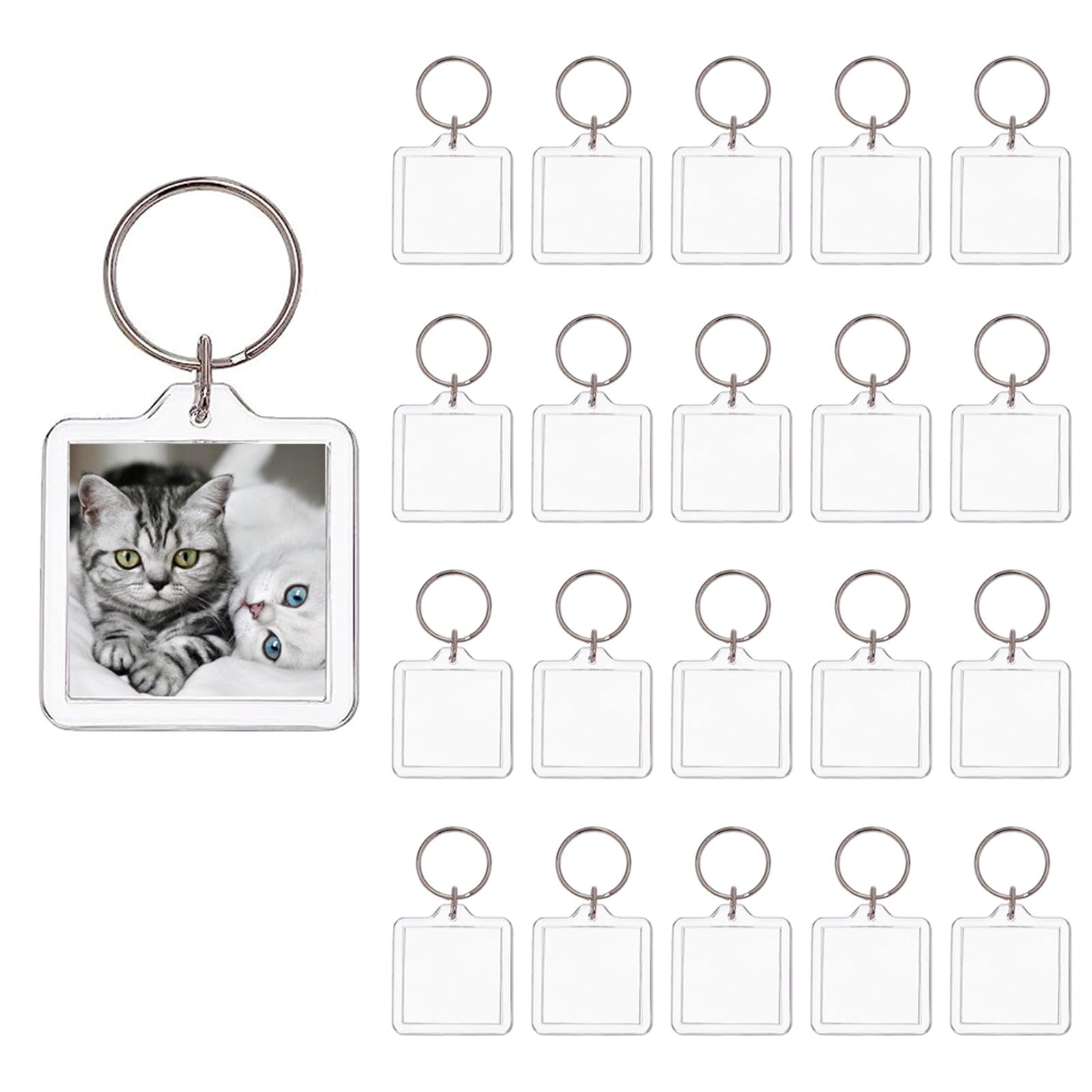 BetterJonny 20Pcs Acrylic Photo Keychain Blanks Photo Keychains Clear ...