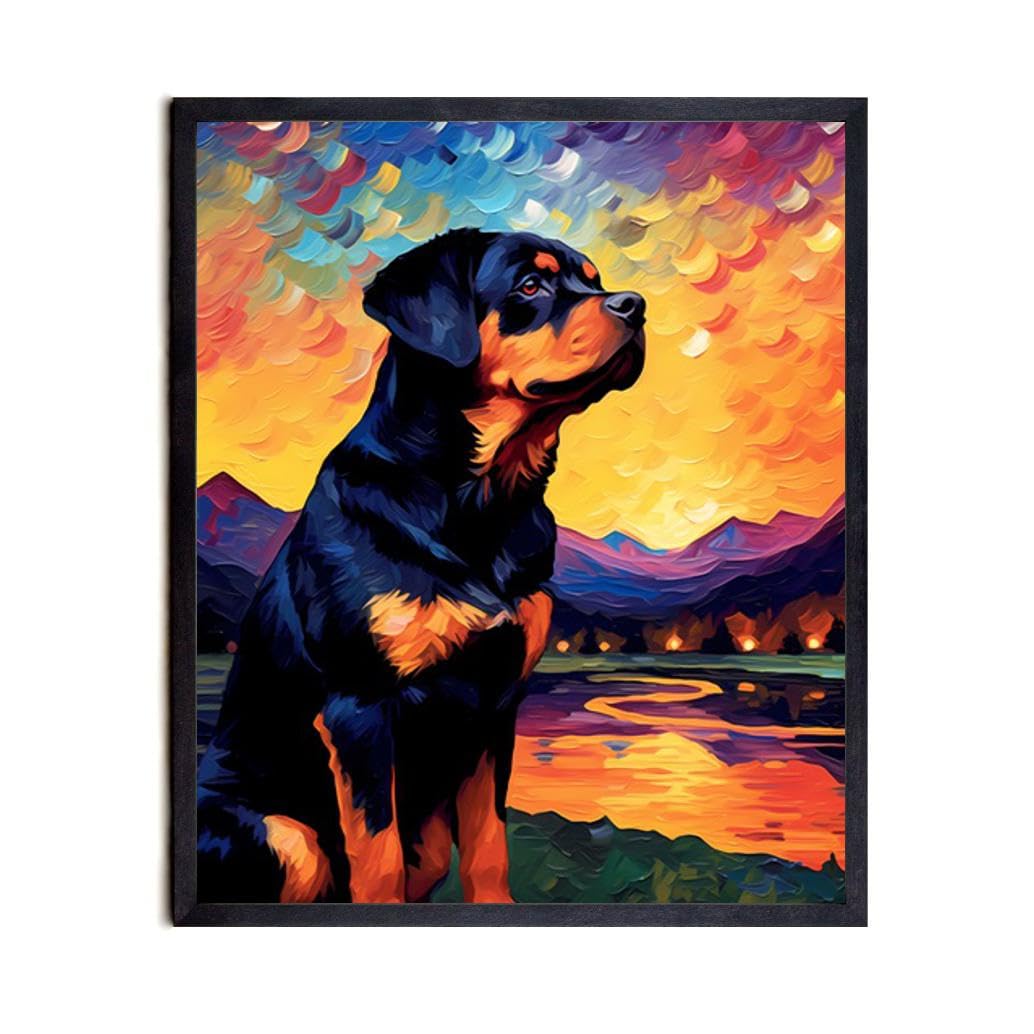 Bestbuddy Pet 11X14 Unframed Starry Evening Rottweiler Dog Pet Family ...