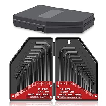 30 Pcs Hex Key Set Metric/Imperial Short/Long Arm MM(0.7mm-10mm) SAE(0.028"-3/8) CRV Steel Allen ...