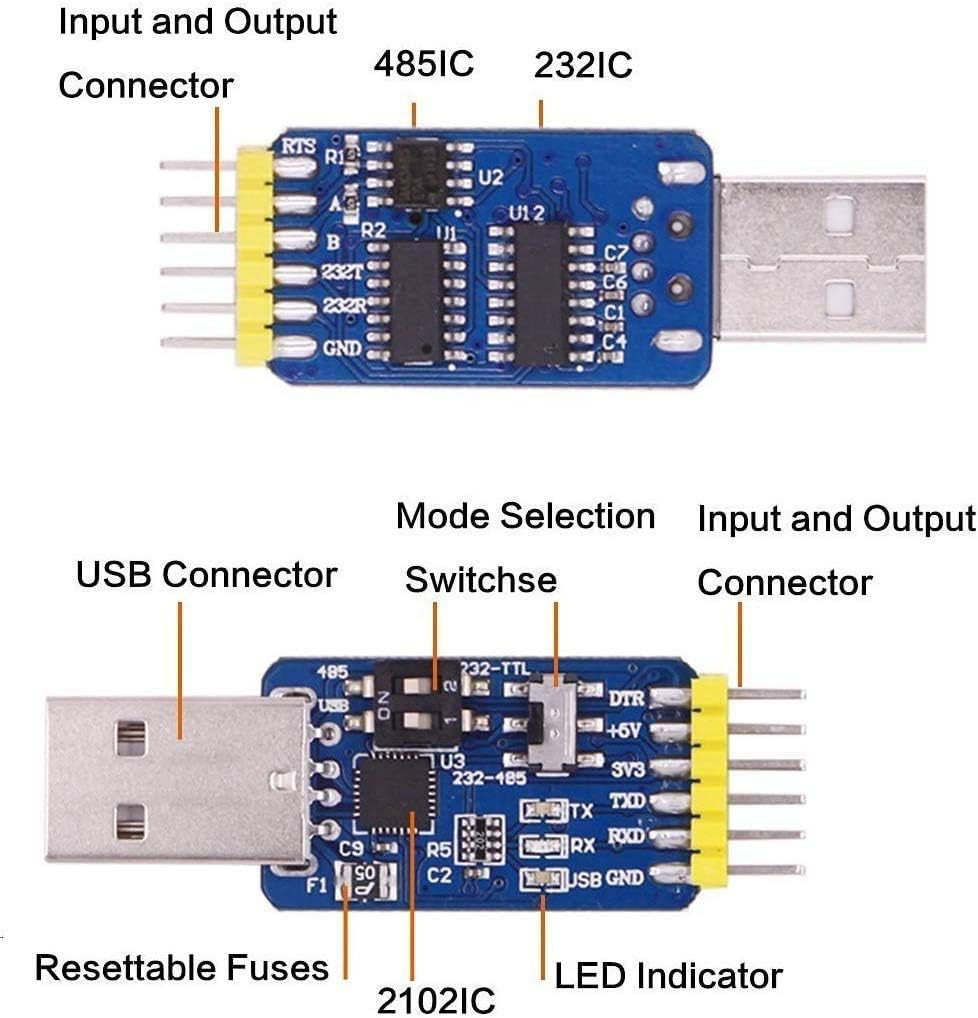 USB-UART Converter 6-in-1 Multifunctional USB-TTL, USB-RS485 USB-RS232 TTL-RS232 TTL-RS485 ...
