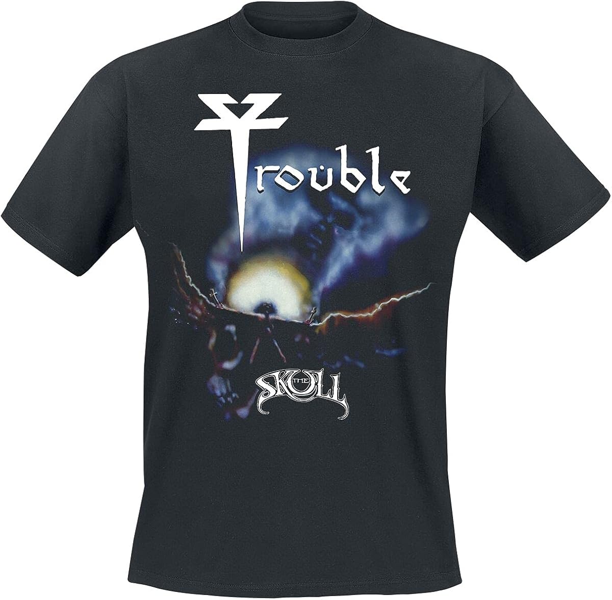 Amazon.com: Trouble T Shirt The Skull Band Logo Official Mens Black ...