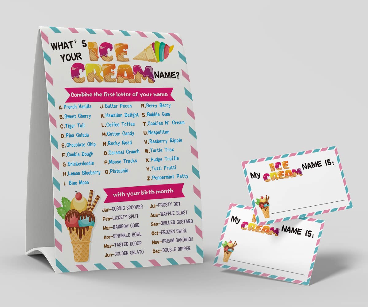 Mua shupai What's Your Ice Cream Name Game, 1 Ice Cream Theme Sign and ...