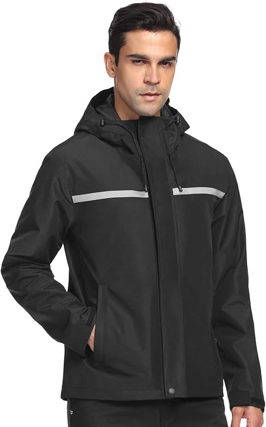 Amazon.com: Men’s Waterproof Running Jacket Windbreaker Hooded Rain ...
