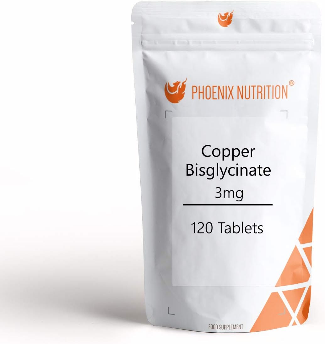 Copper Bisglycinate 3mg x 120 Tablets (Bioavailable Chelated Form) by ...