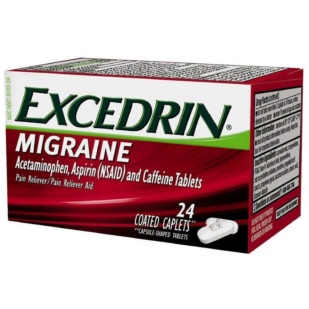 Amazon.com : Excedrin Migraine Pain Reliever Caplets 24 ea : First Aid ...