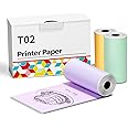 Amazon.com : T02 Thermal Printer Paper Roll, Colorful Self-Adhesive ...