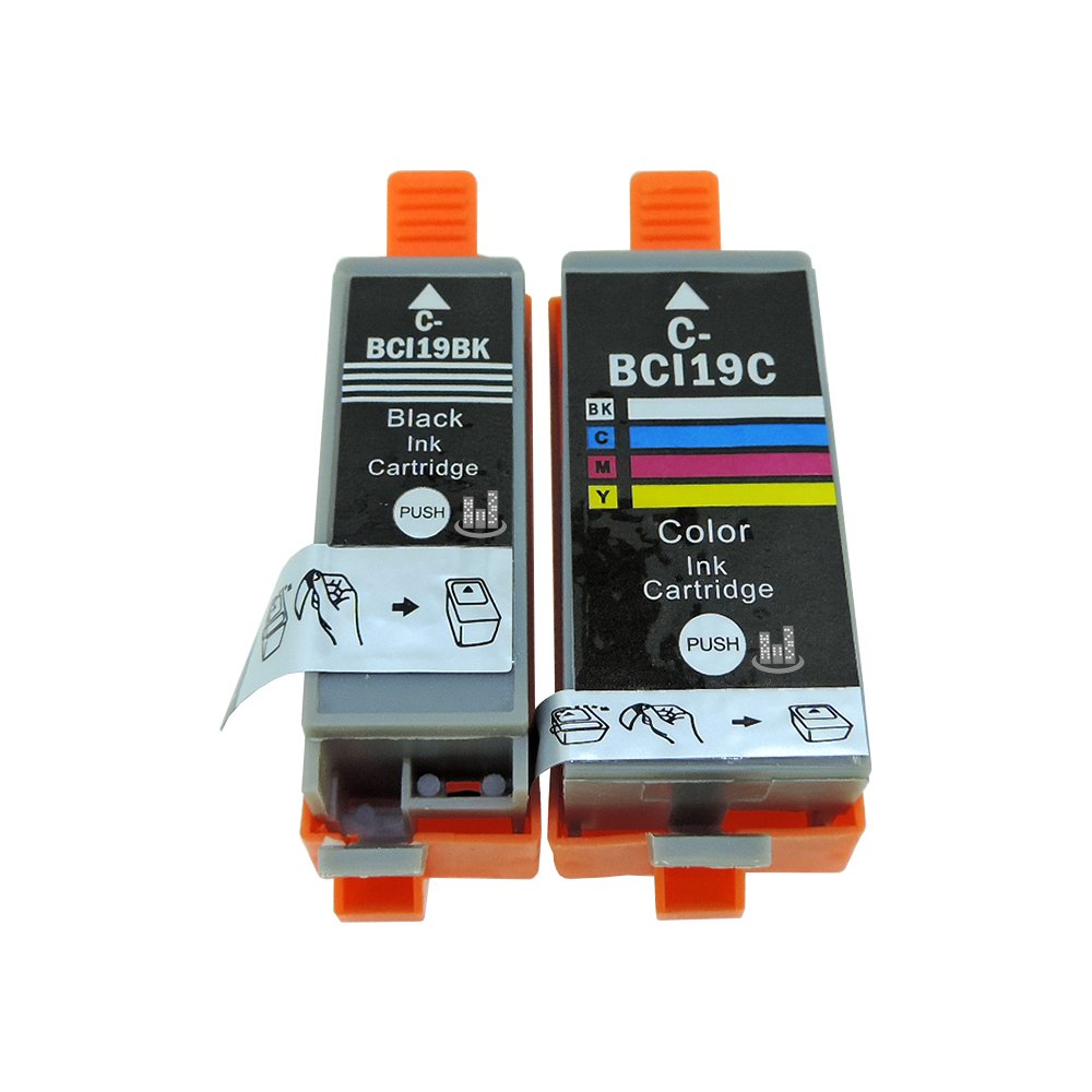 Amazon | BCI-19 BK+CLR BCI-19BK(ブラック) BCI-19CLR(カラー) 2本セット [Canon]キヤノン 新互換インクカートリッジLED・残量表示付き ...