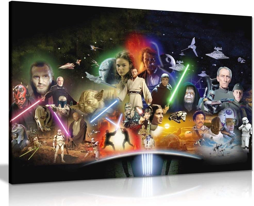 Star Wars Collage Movie Canvas Wall Art Picture Print (24X16): Amazon ...