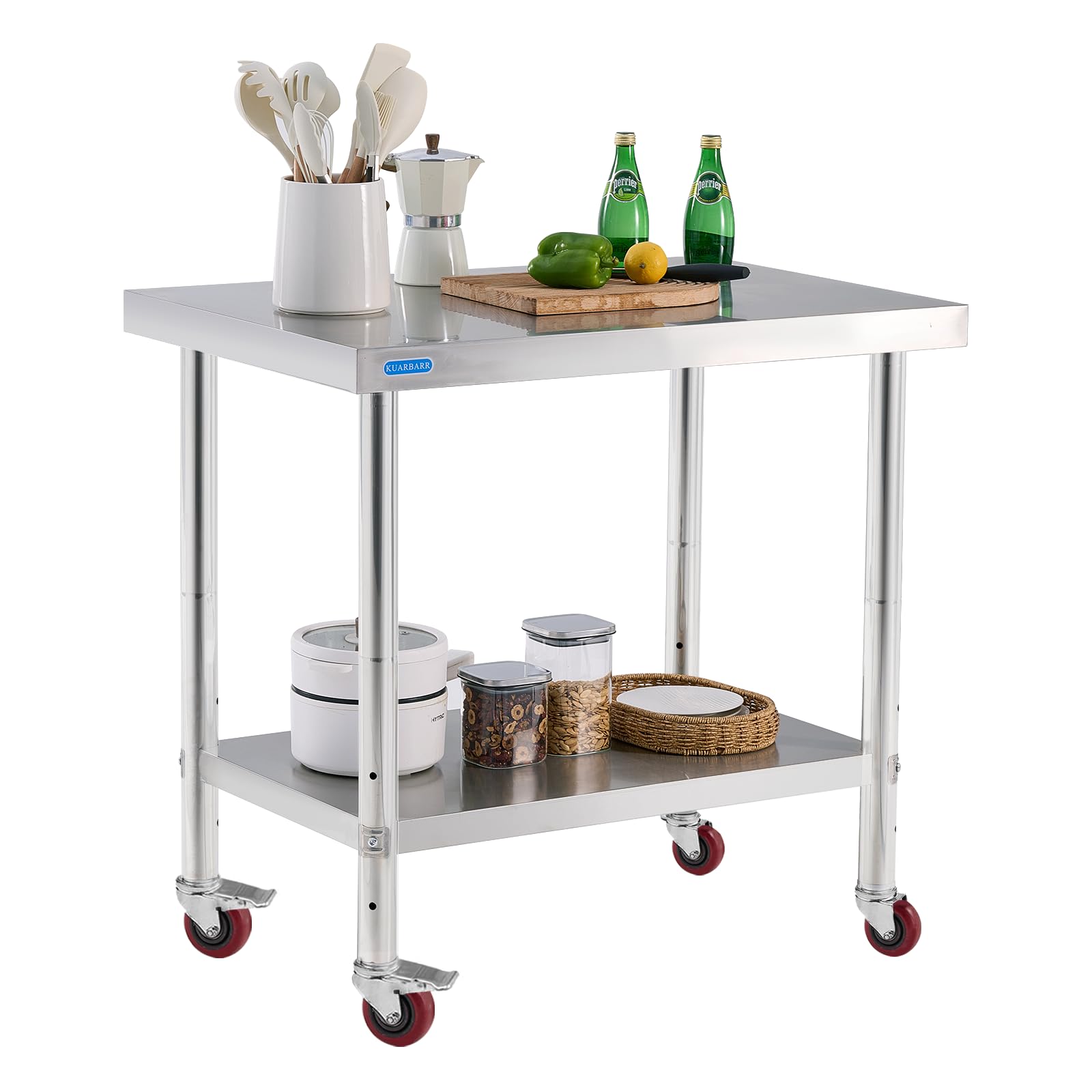 KUARBARR Stainless Steel Table for Prep & Work with 4 Caster Wheels ...