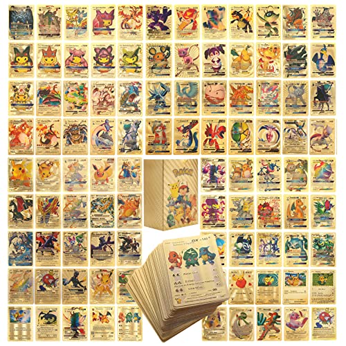110 Pcs Gold Cards Packs Vmax V GX EX DX Fire Dragon Rare Golden Cards ...