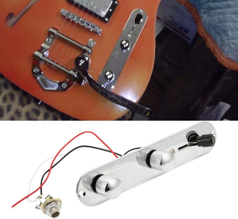 Tbest Telecaster Control Plate, 3 Way Switch Loaded Chrome Plated Metal ...