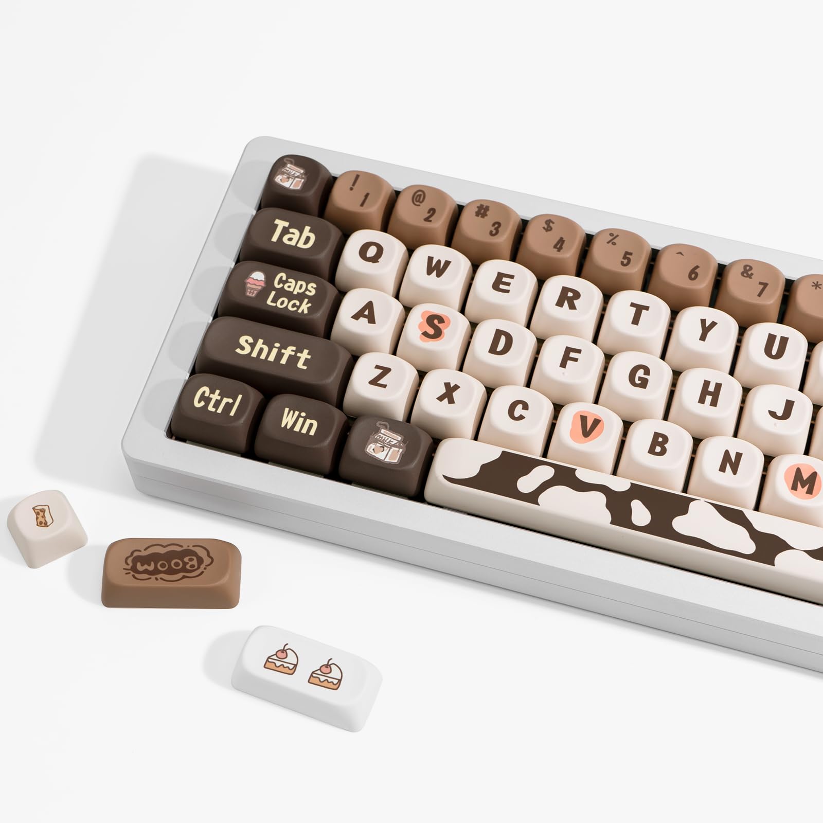 Mua 136 Keys Round Coffee Keycaps, PBT MOA Keycaps, Dye-Sub Custom ...