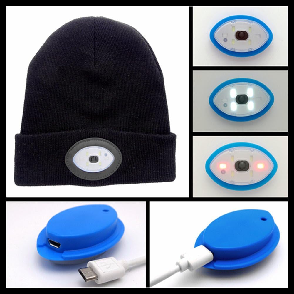 Blackr 6LED Knitted Hat Rechargeable Hands Free Flashlight Cap for ...
