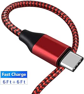 Amazon.com: [2 Pack] 6FT 3A Fast USB C Nylon braided Charger Cable ...