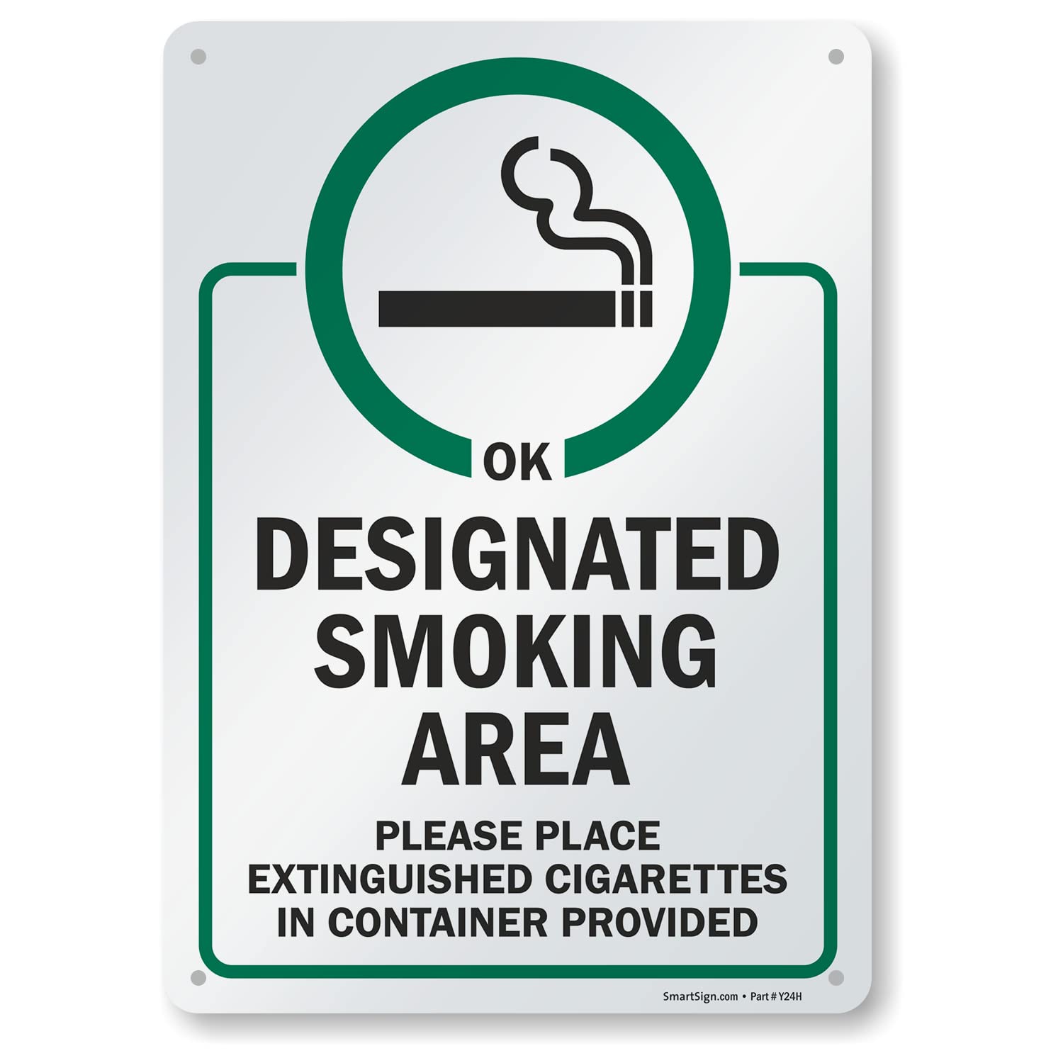 SmartSign 14 x 10 inch “Designated Smoking Area - Place Extinguished ...