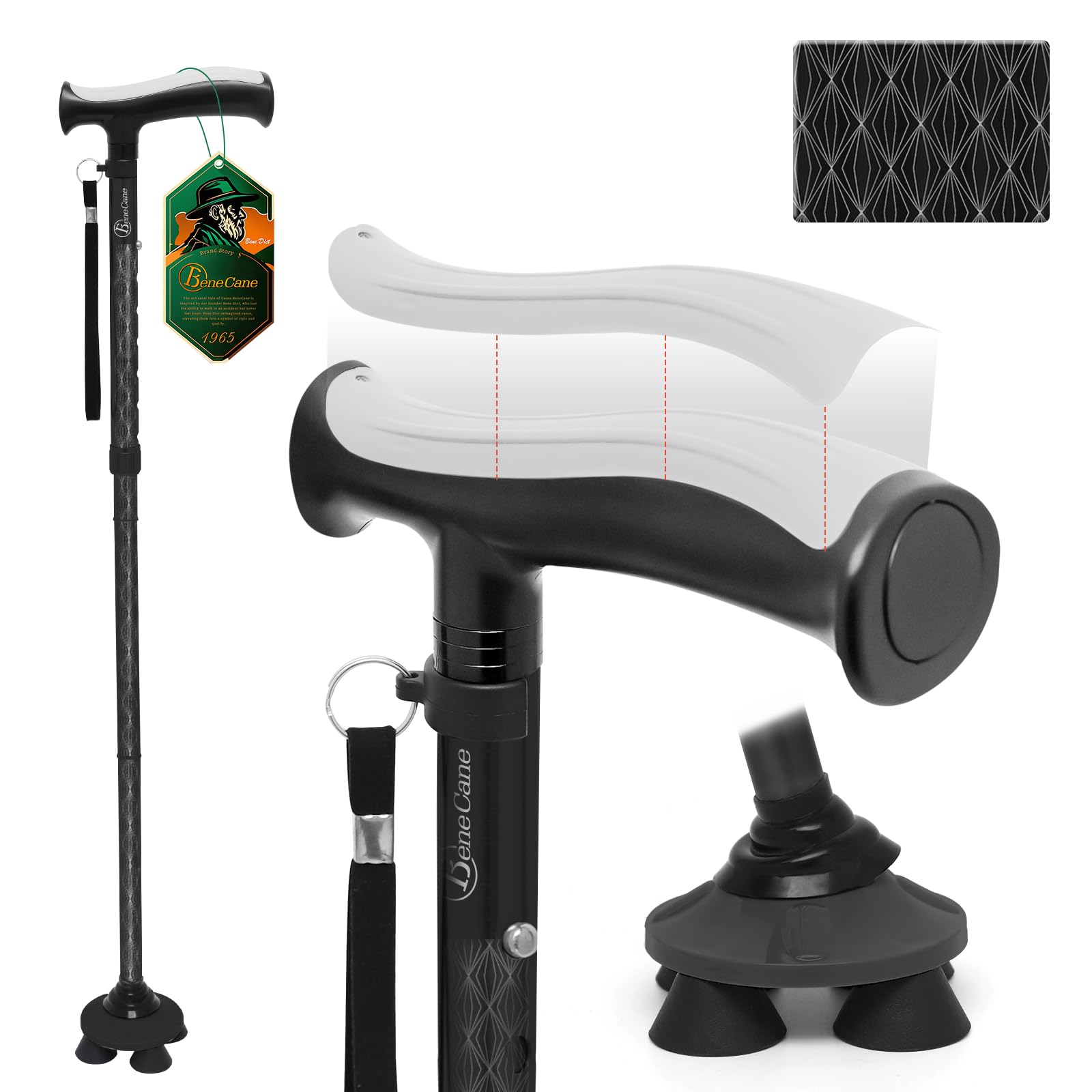 BeneCane Walking Cane for Men & Women Walking Stick for Seniors Folding ...